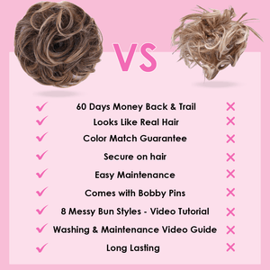 Effortless Elegance in Every Twist Messy Bun| Juvabun Hair Extensions